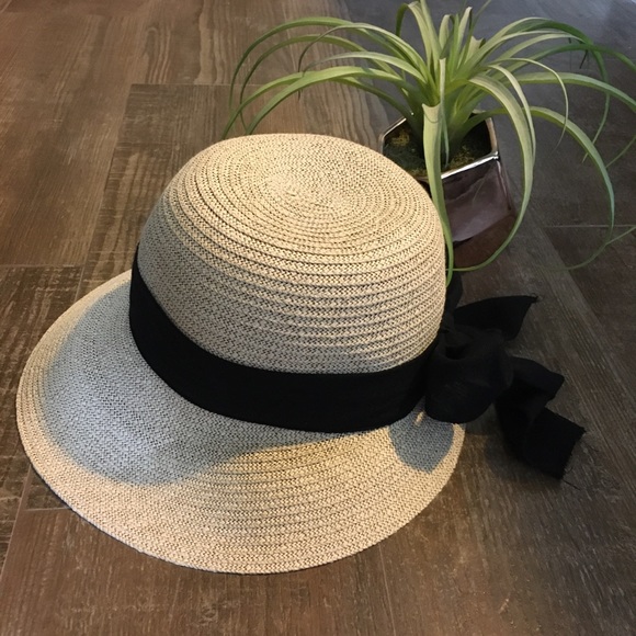 Accessories | Spring Straw Hat With Black Ribbon Detail | Poshmark